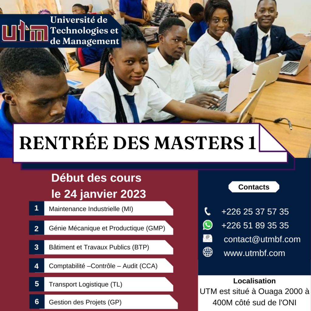 Début des cours en Master 1 le 24 janvier 2023 - UTM - Université de ...